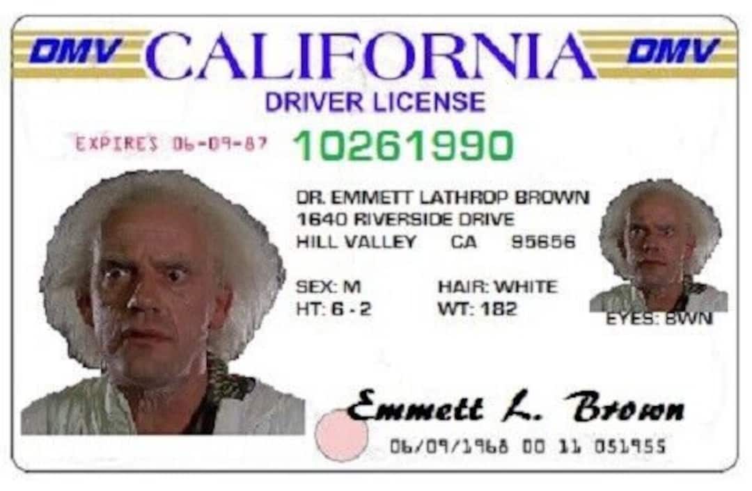 1985 Back to the Future Drivers License Prop Dr. Emmett Brown Doc ...