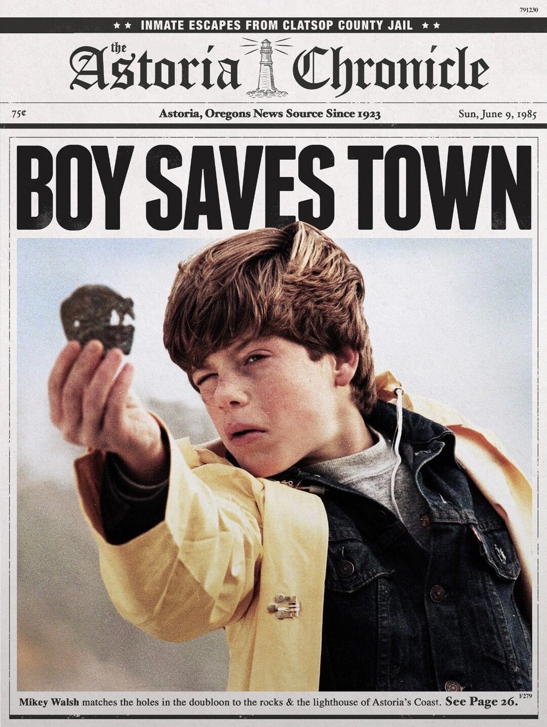 1985 the Goonies Astoria Chronicle Boy Saves Town Mikey Sean Astin ...
