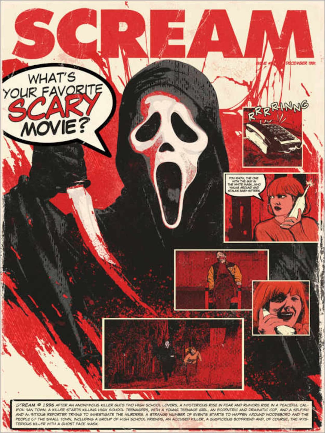 1996 Scream Movie Poster Print > Sidney Prescott > Dewey > Woodsboro - Etsy