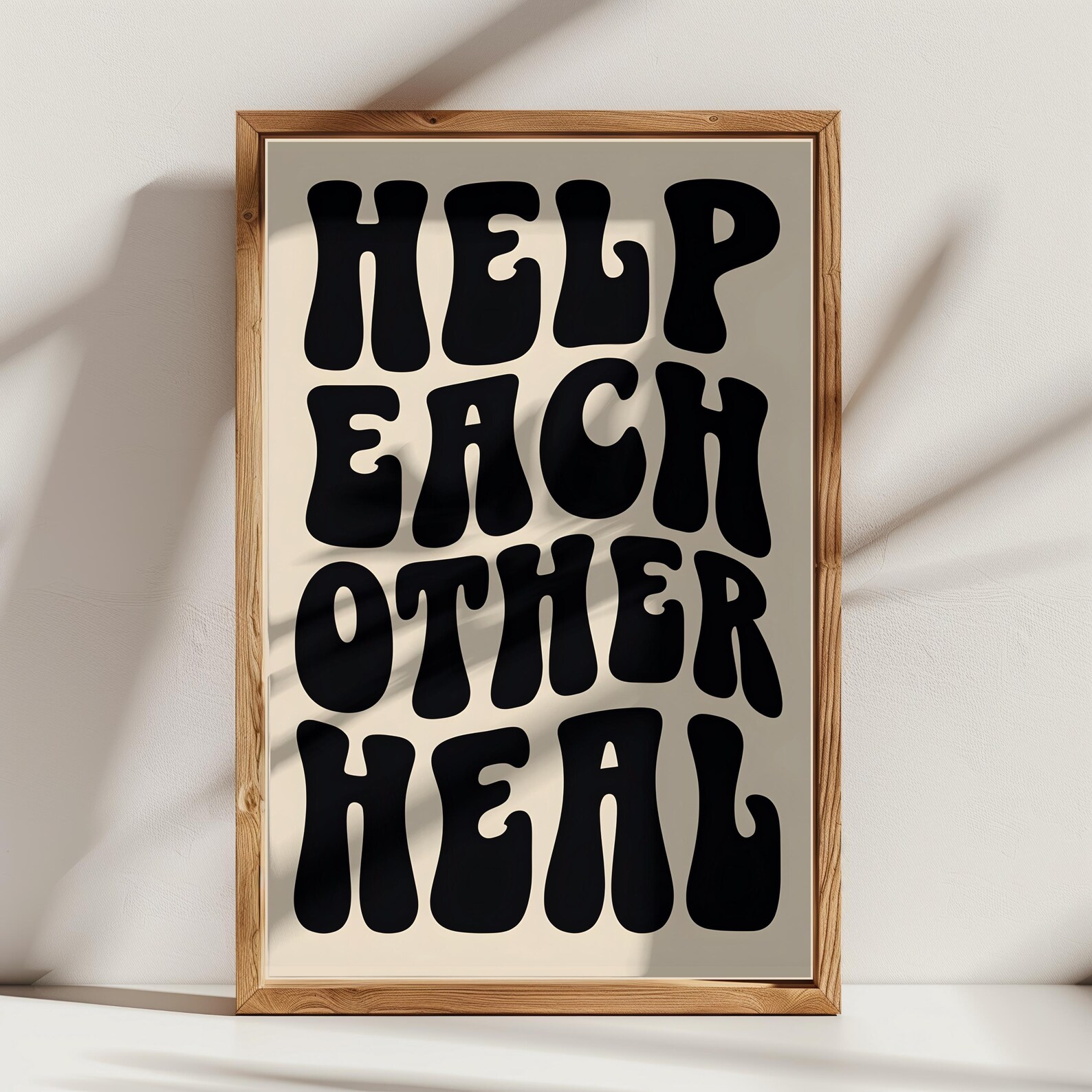 Retro Inspired Typography - 'help Each Other Heal' Quote Wall Art ...