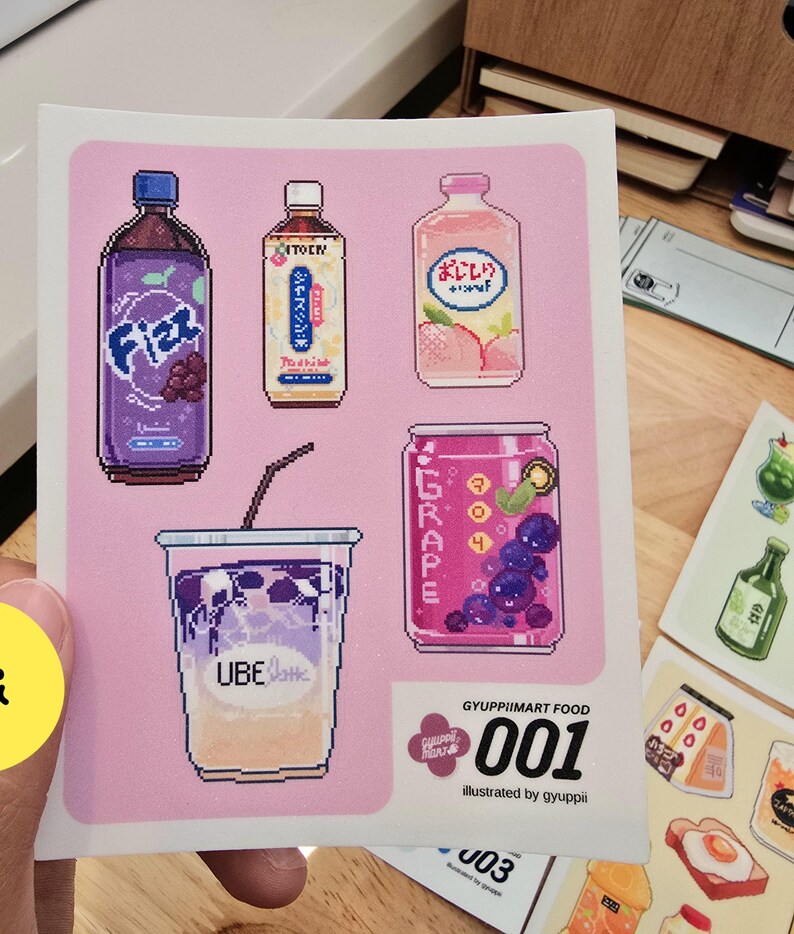 Pixel Art Konbini Themed Sticker Sheets 4x3 Original Gyuppiimart - Etsy ...