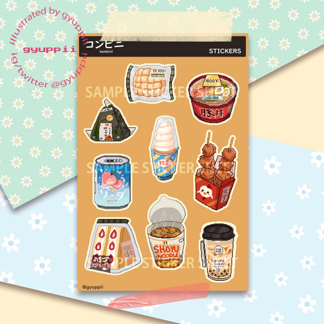 Pixel Konbini Food Sticker Sheet Matte Cute Conbini Art - Etsy Australia