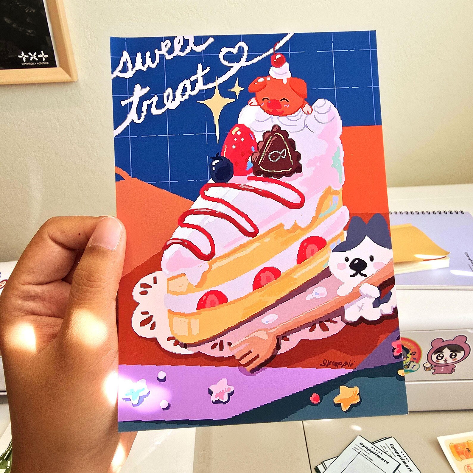 Original Gyuppiimart Konbini Pixel Art Prints 5x7 Melon Soda Omurice ...
