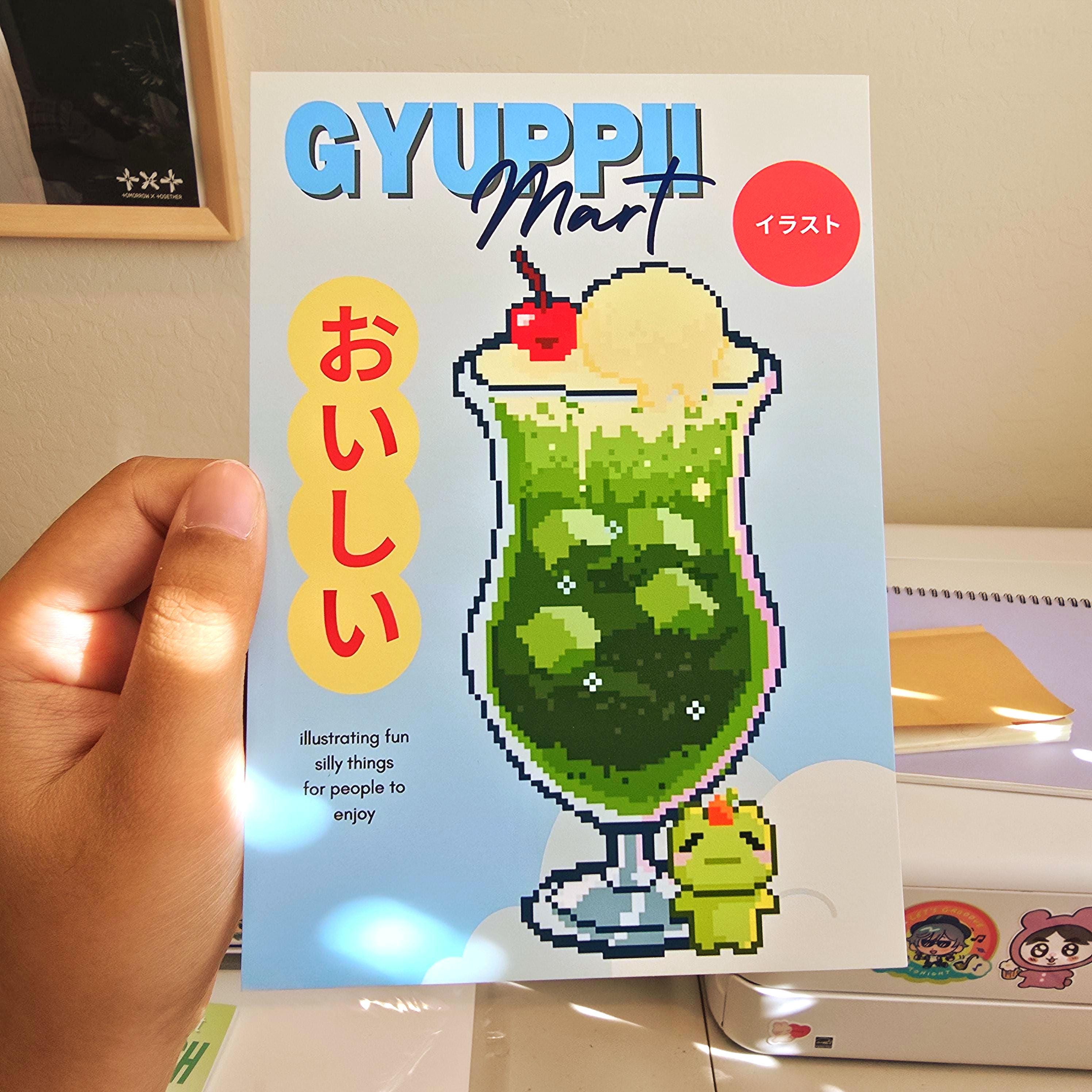Original Gyuppiimart Konbini Pixel Art Prints 5x7 Melon Soda Omurice ...