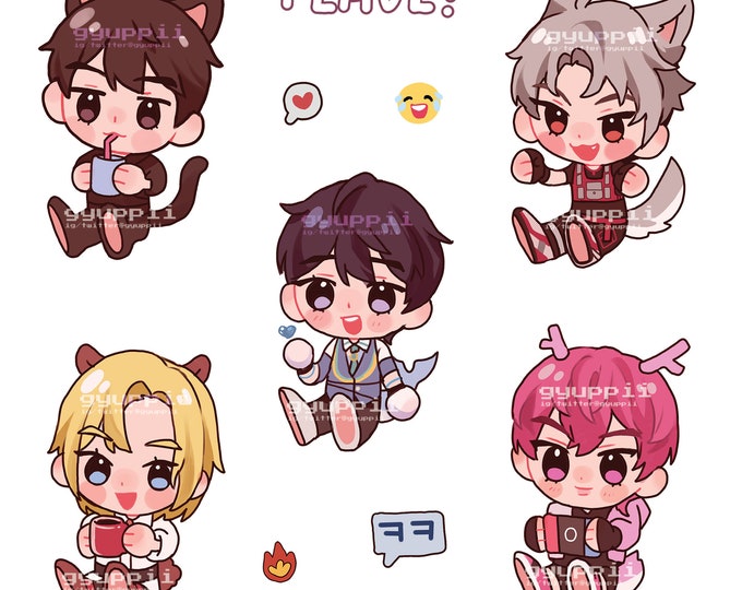 KPOP Vtuber Idol Chibi Anime Sticker Sheet Clear 4x4inches - Etsy
