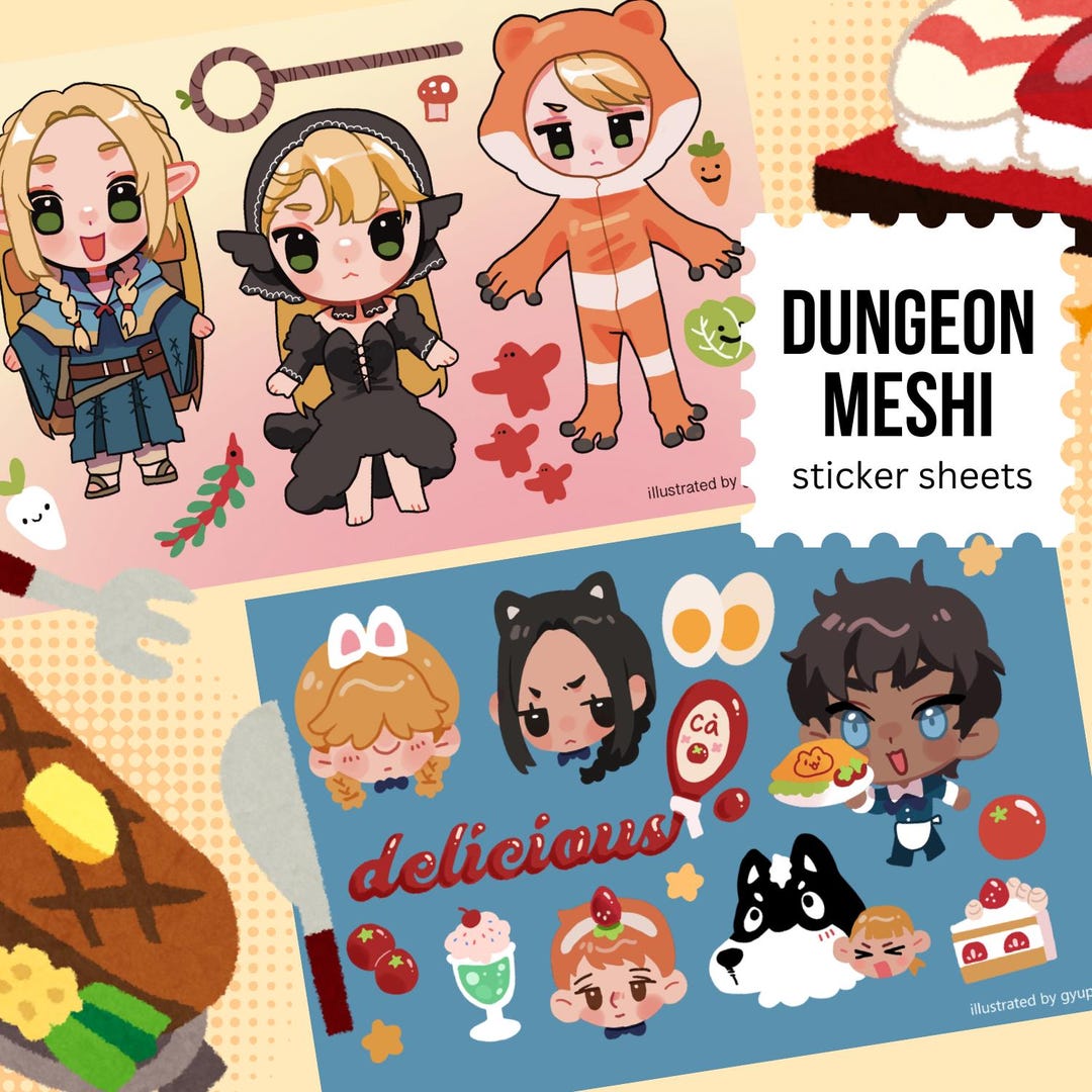 Delicious Dungeon Meshi Themed Dnd Party Sticker Sheet Marcille Kabru ...