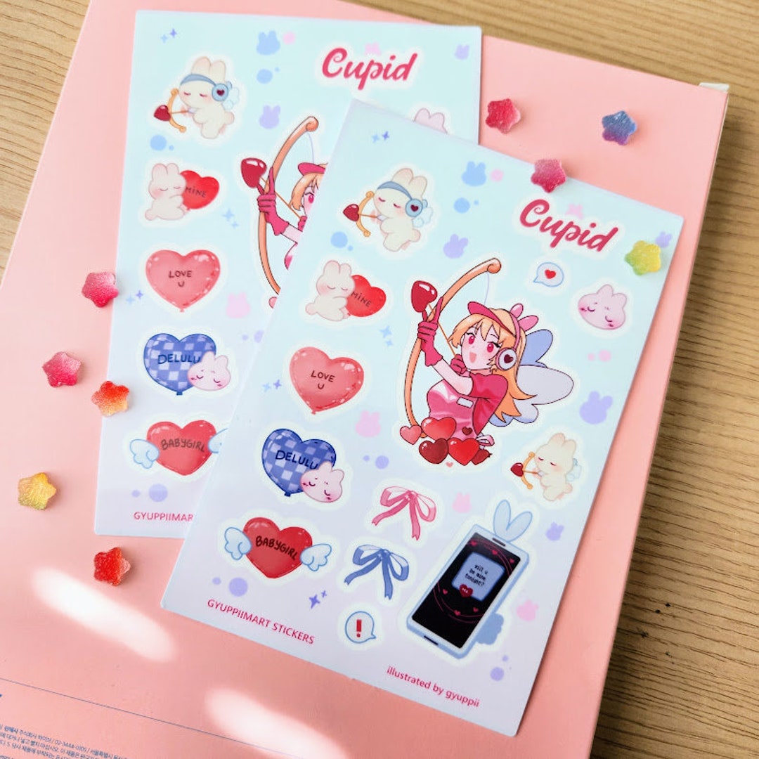 CUPID Valentines Otome Themed Sticker Sheet Cute Bunny Angel Stickers ...