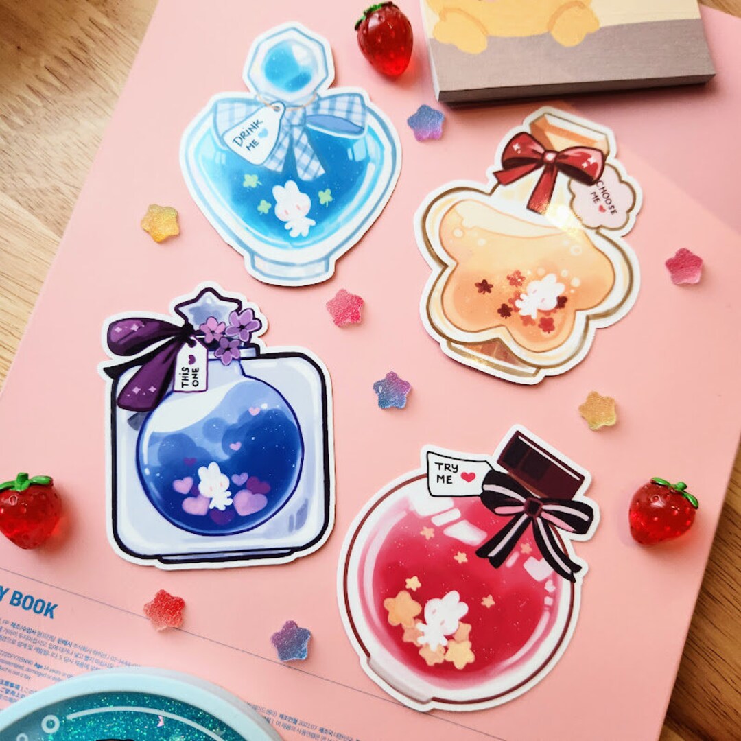 Love Potion Perfume Stickers Cute Alice Inspired Bottle Stickers - Etsy