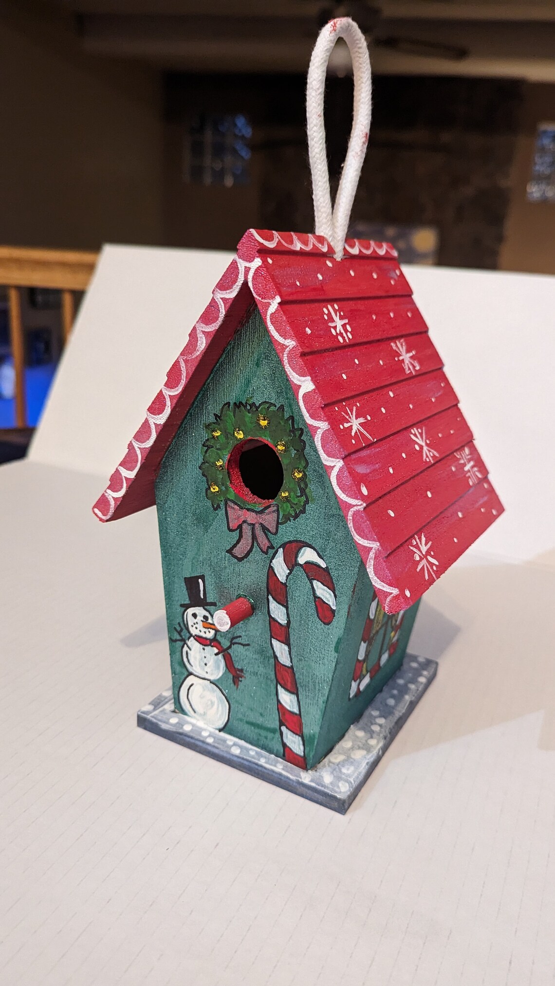 Hand-painted Christmas Birdhouse: Winter Decor - Etsy