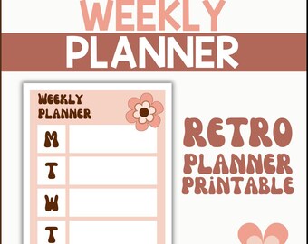Retro Weekly Planner Template, Groovy Retro Planner, Weekly Schedule ...