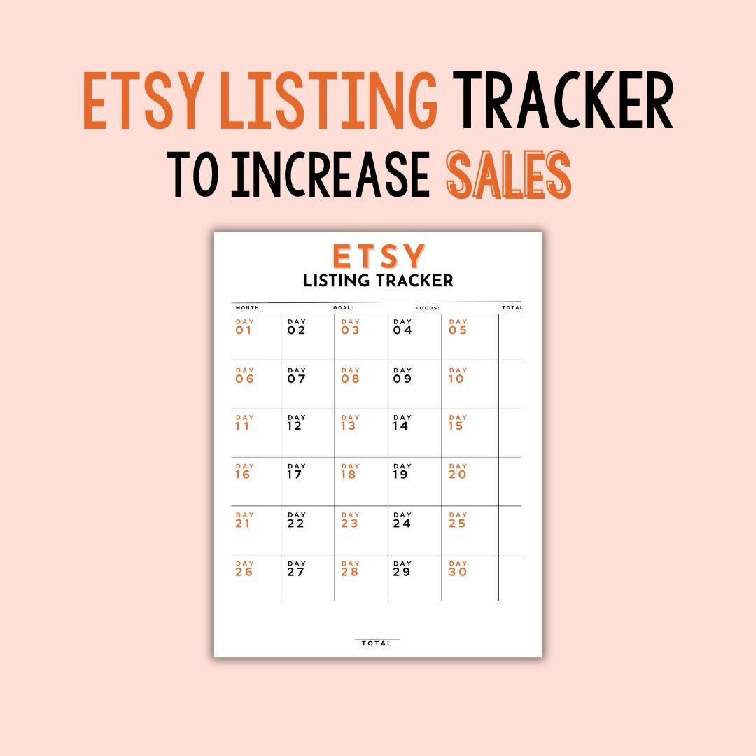 Etsy Tracker Printable, Etsy Listing Tracker, Habit Tracker for Etsy ...