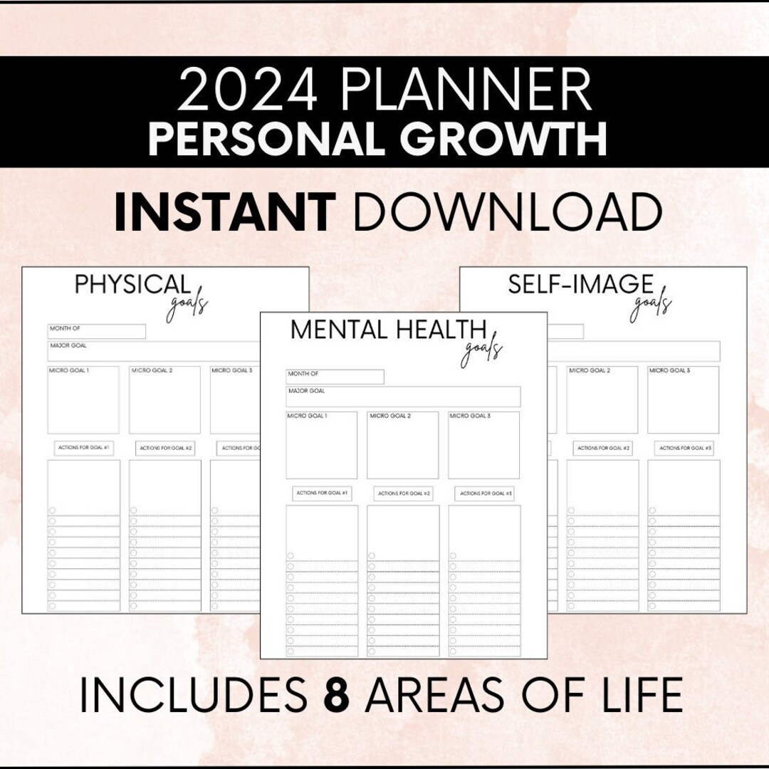 2024 Planner Template, Simple Classic Planner, Personal Growth Planner ...
