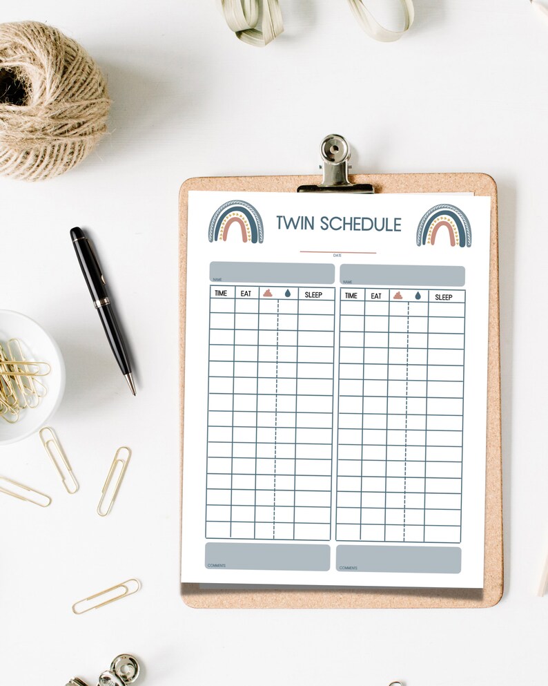Twin Feeding Chart | Twin Log | Schedule | Twin Feeding Tracker | Twin ...