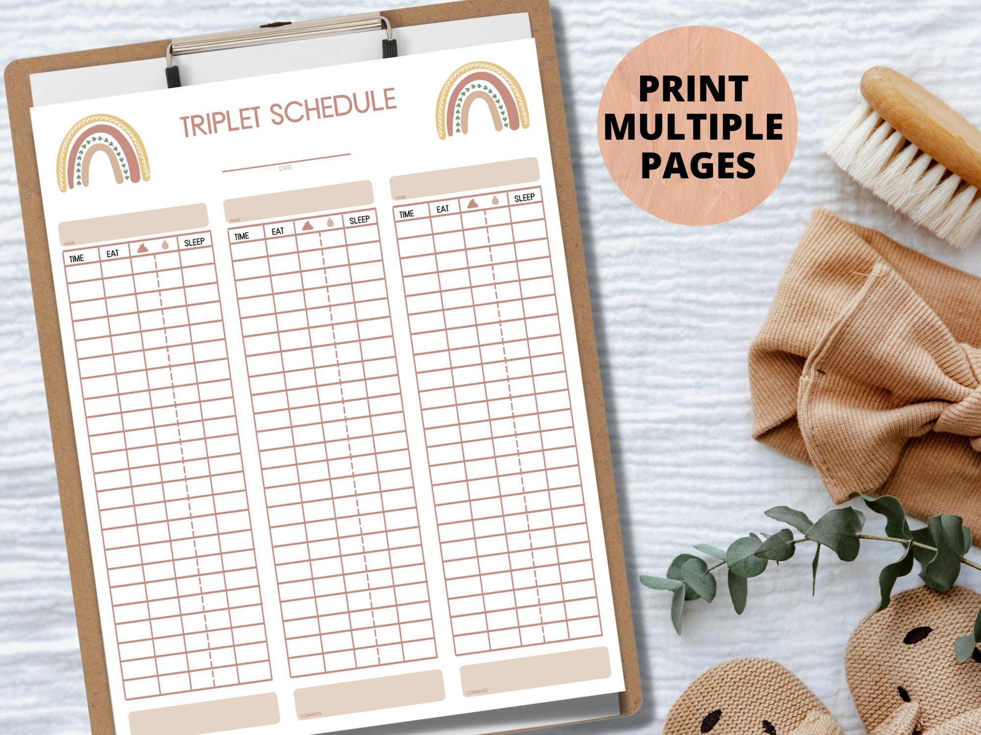 Triplet Feeding Schedule, Baby Tracker for Triplets, Baby Log for ...