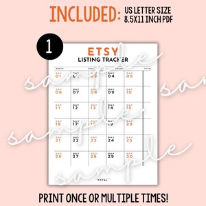 Etsy Tracker Printable, Etsy Listing Tracker, Habit Tracker for Etsy ...