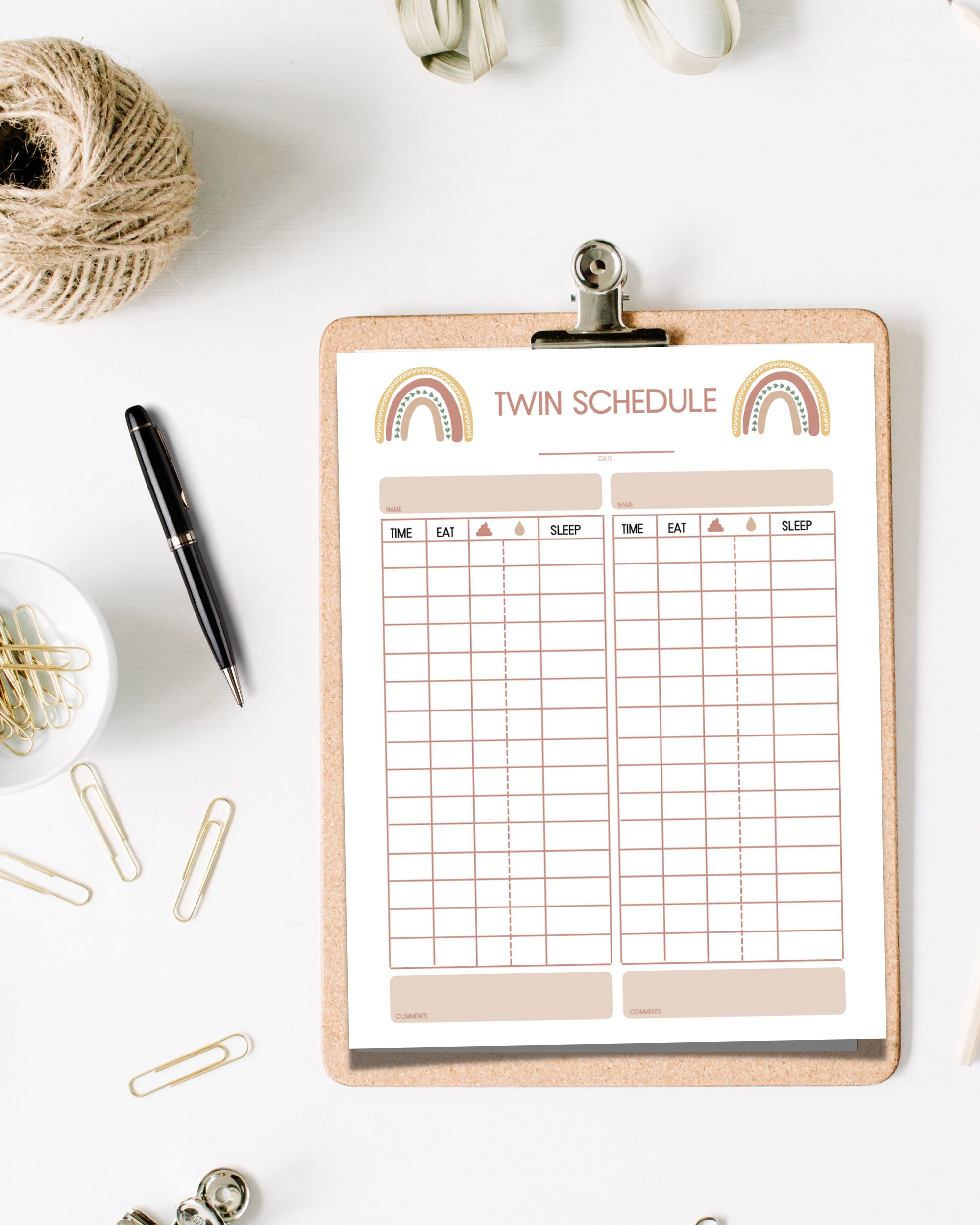Twin Feeding Chart for Neutral Twins. Feeding Tracker, Baby Changing ...