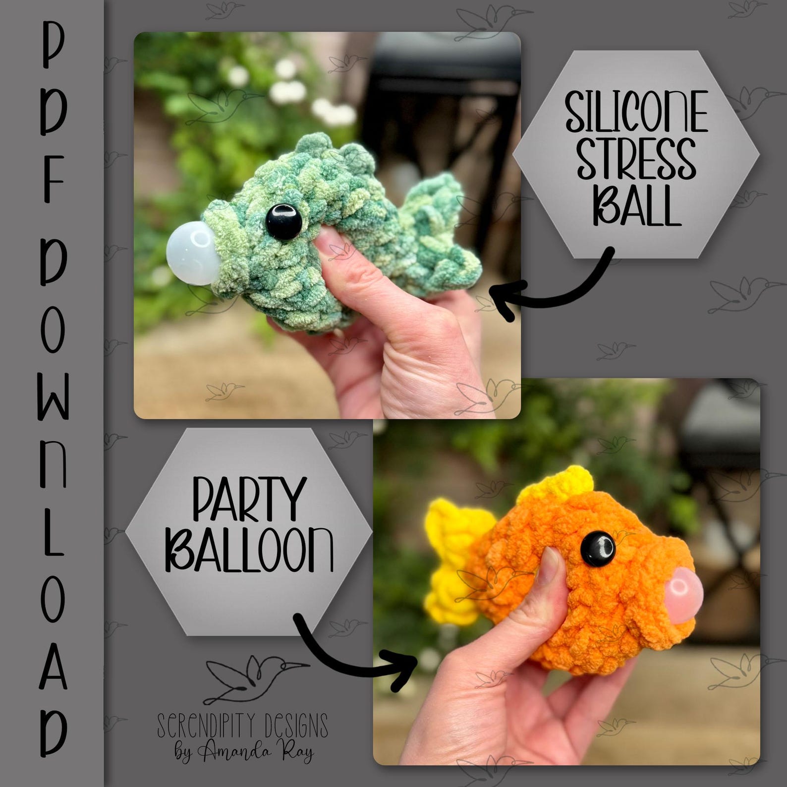 PDF Bubble Bass Fish Crochet Pattern: Stress Ball, Plush With Printable ...