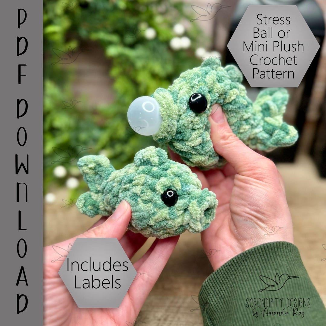 PDF Bubble Bass Fish Crochet Pattern: Stress Ball, Plush With Printable ...