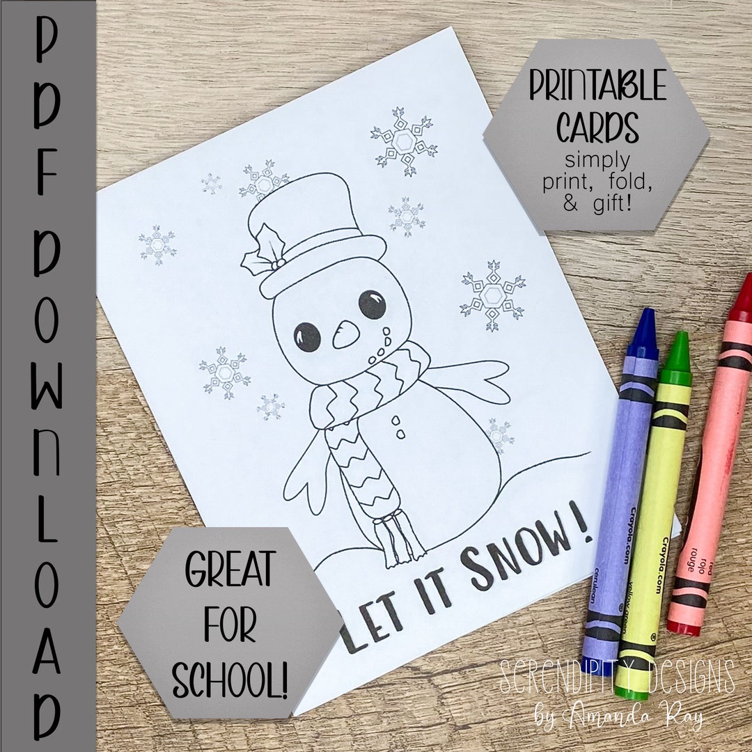 Snowman School Class Gift Mini Coloring Book Cards Arserendipitydesigns ...