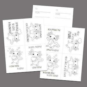 Axolotl Printable Coloring Valentine's Day Card - Etsy