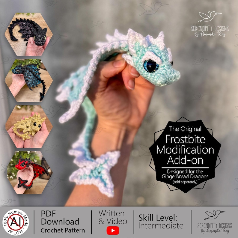 PDF + VIDEO Modification Frostbite Fierce Lava Pocket Dragon Crochet ...