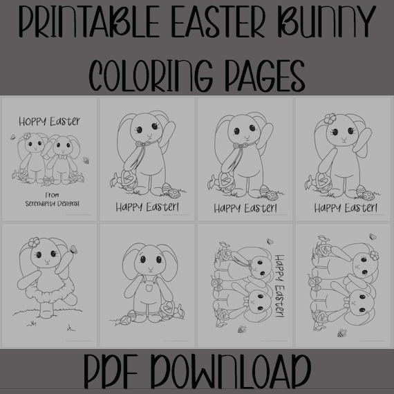 Easter Bunny Coloring Pages Printable Download | Etsy