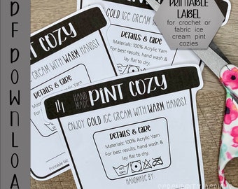 PRINTABLE Ice Cream Cozy Insert/2 Designs/color and Black and White ...
