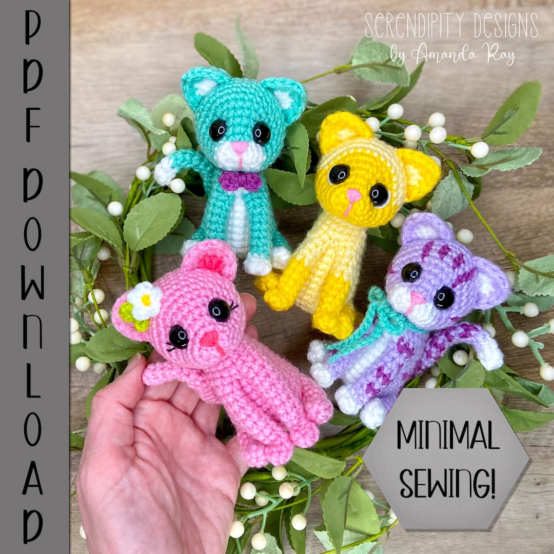 PDF Mini Sitting Cat Amigurumi Crochet Pattern (no-sew Limbs & Ears ...
