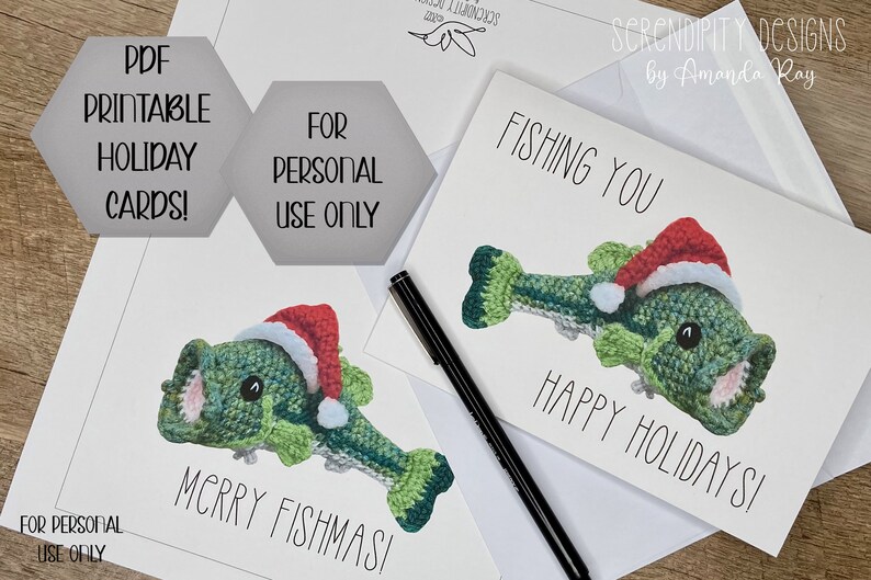 Holiday Largemouth Bass PDF Printable Greeting Cards ...
