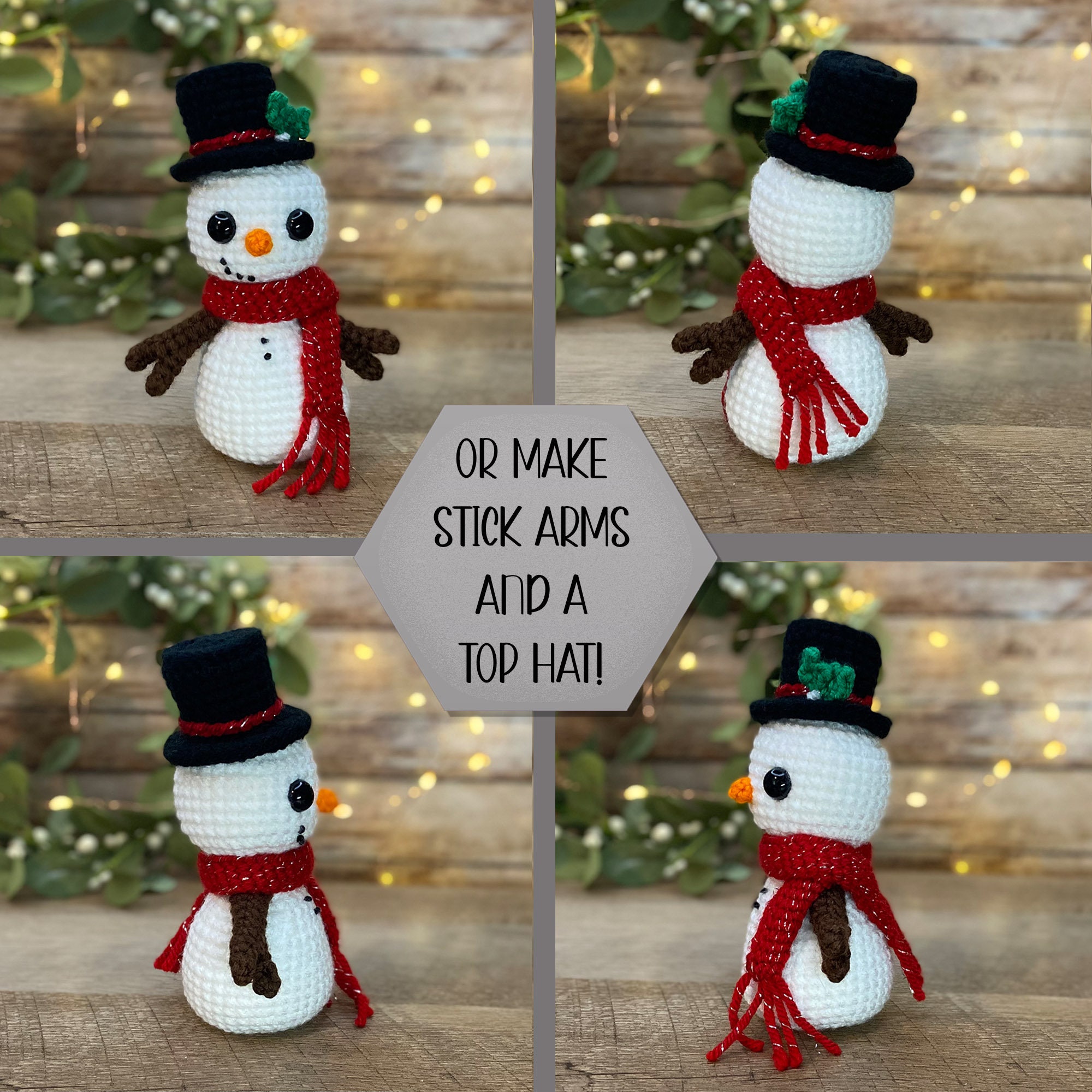 PDF Mini Friendly Snowman Amigurumi Crochet Pattern optional - Etsy