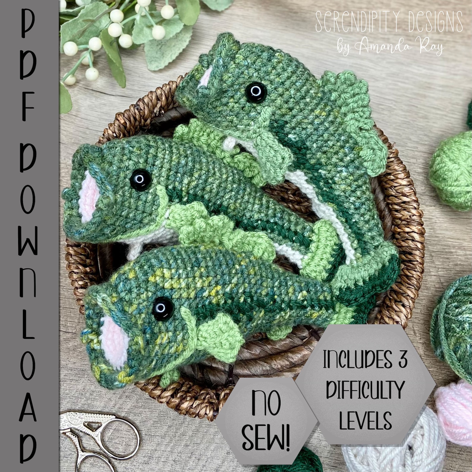 PDF Mini Largemouth Bass No-sew Amigurumi Crochet Pattern - Etsy