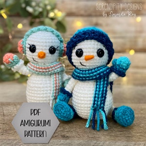 PDF Mini Friendly Snowman Amigurumi Crochet Pattern (optional No-sew ...