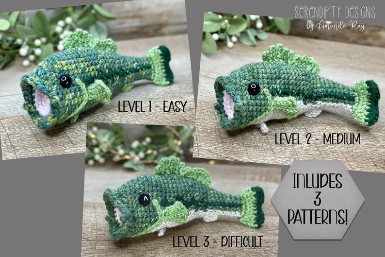 PDF Mini Largemouth Bass No-sew Amigurumi Crochet Pattern - Etsy