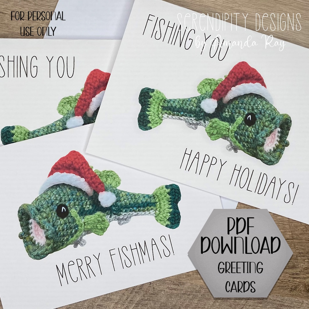 Holiday Largemouth Bass PDF Printable Greeting Cards ...