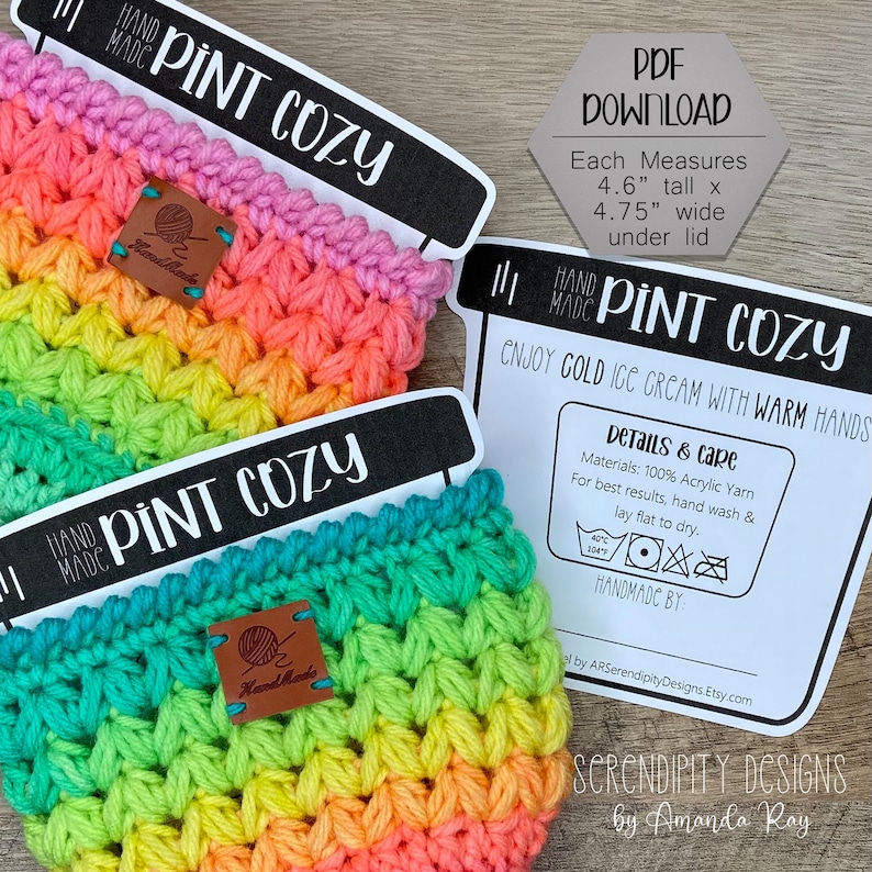 PDF Ice Cream Pint Cozy Label Tag Printable Arserendipitydesigns - Etsy