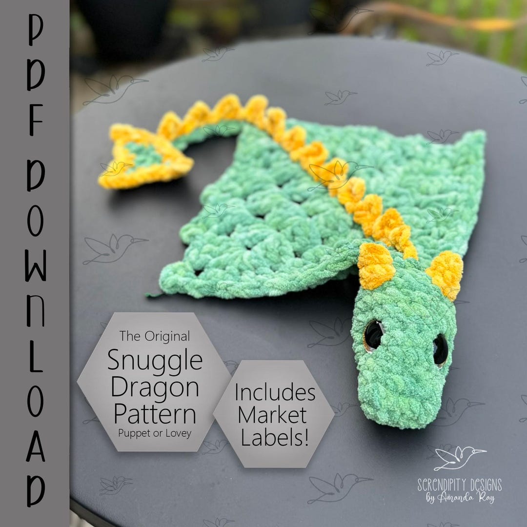 PDF Snuggle Dragon Crochet Pattern: Snuggler, Lovey, or Finger Puppet ...