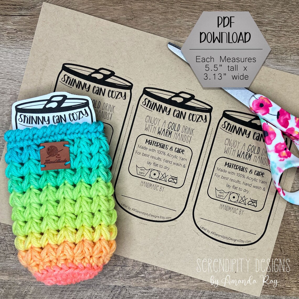 PDF Skinny Can Cozy Label Tag Printable Arserendipitydesigns - Etsy