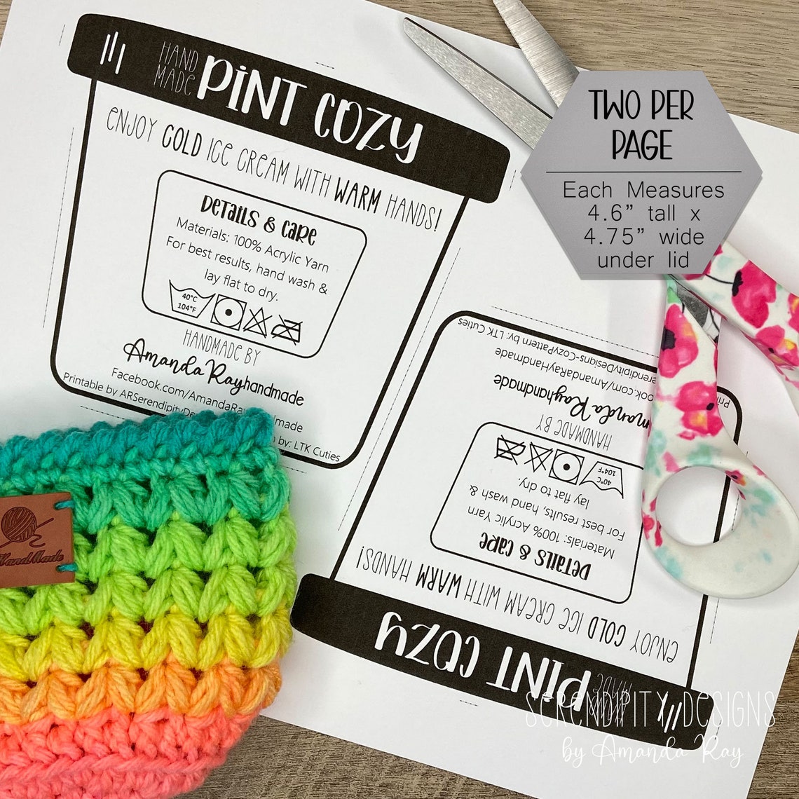 PDF Ice Cream Pint Cozy Label Tag Printable Arserendipitydesigns - Etsy