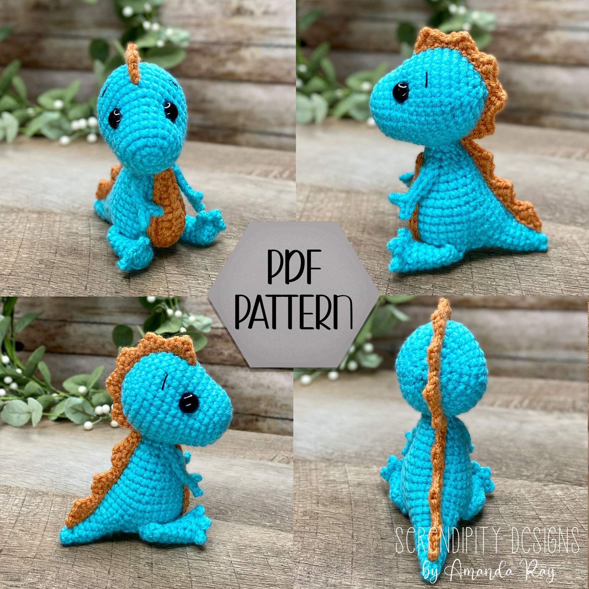 PDF Mini T-rex + Hatching Egg Bundle Amigurumi Crochet Pattern ...