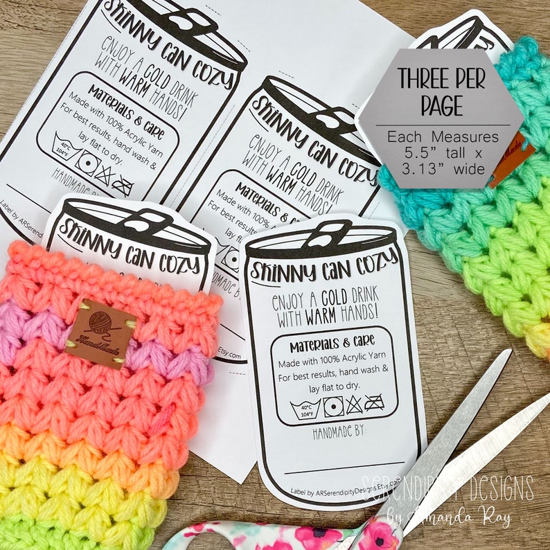 PDF Skinny Can Cozy Label Tag Printable Arserendipitydesigns - Etsy