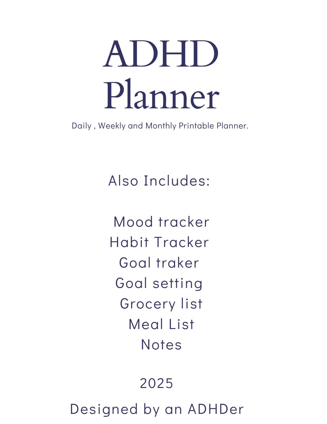 ADHD Organization Planner - Printable PDF for Daily, Weekly, Monthly ...