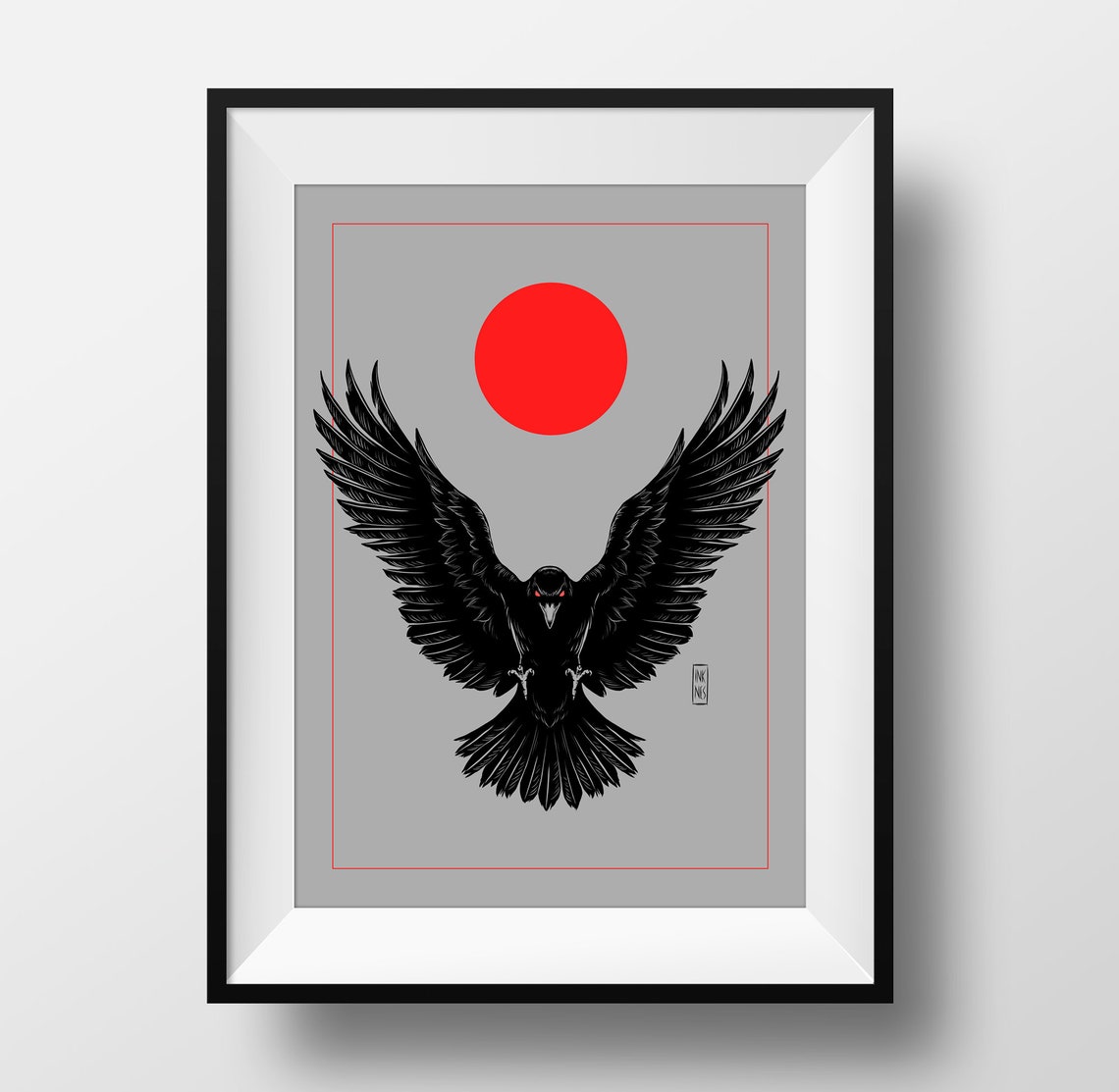 Raven Wings Gothic Decor Crow Flying Bird Art Print - Etsy