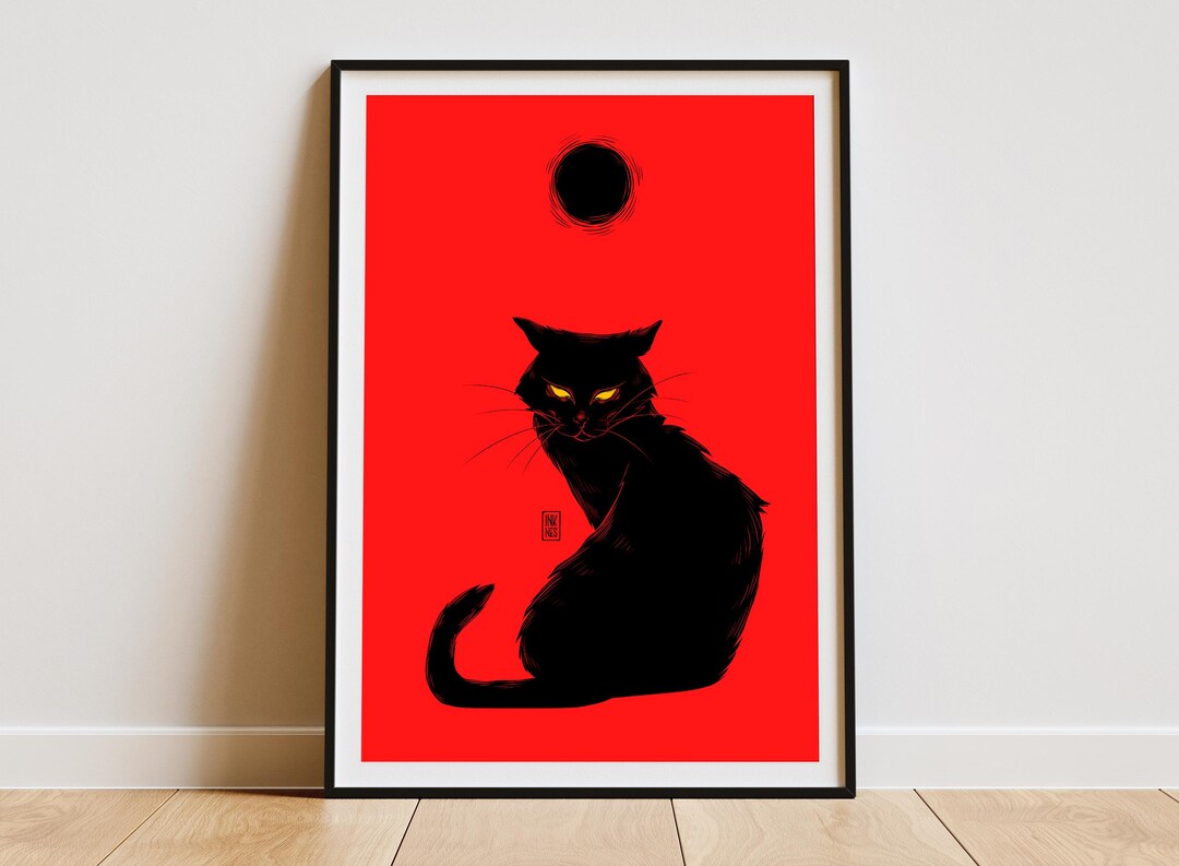 Cat Poster | Black Cat Spooky Wall Art for Gothic Decor | Cat Art Print - Etsy