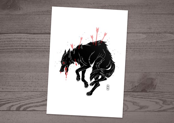 Black And Red Wolf Drawings
