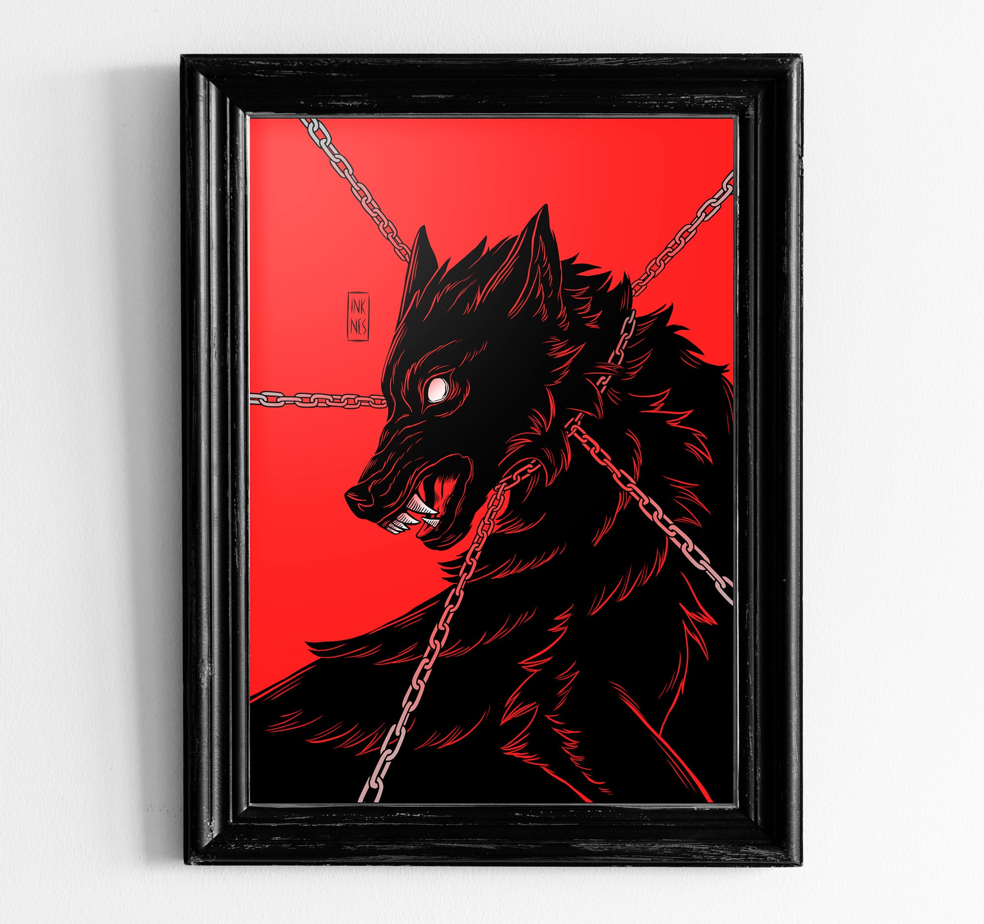Angry Black Wolf Red Eyes