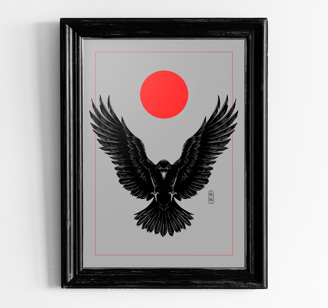Raven Wings Gothic Decor Crow Flying Bird Art Print Animal Wall Decor ...