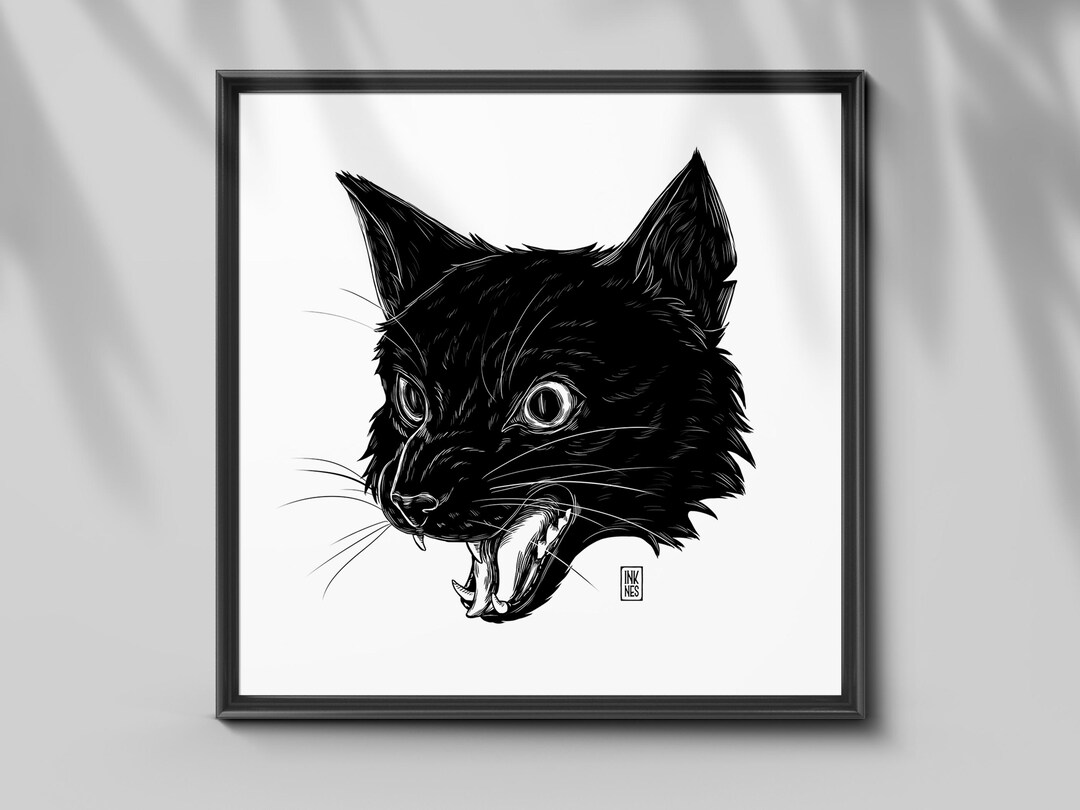 Cat Poster | Gothic Wall Art for Dark Academia Decor | Black Cat Art ...