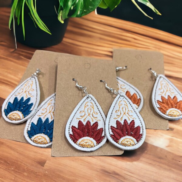 Embroidered Earrings - Etsy