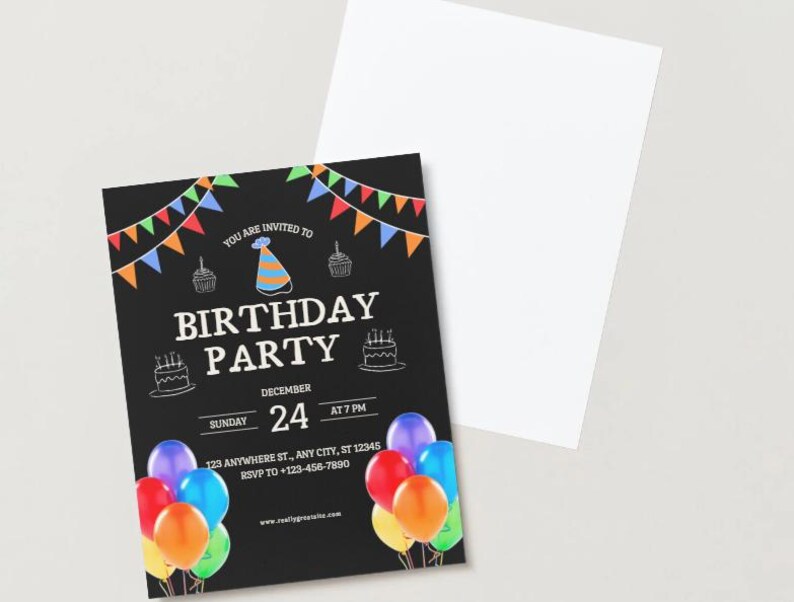 Editable Basic Birthday Party Invitation - Etsy