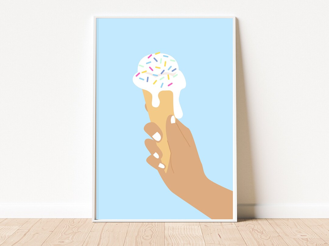 Melting Ice Cream Art Print Pastel Ice Cream Poster Summer Wall Art ...